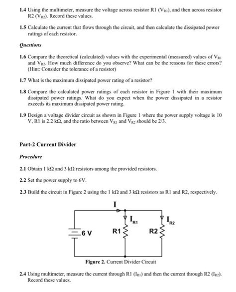 Solved Experiment 2 Voltage And Current Dividers Objective