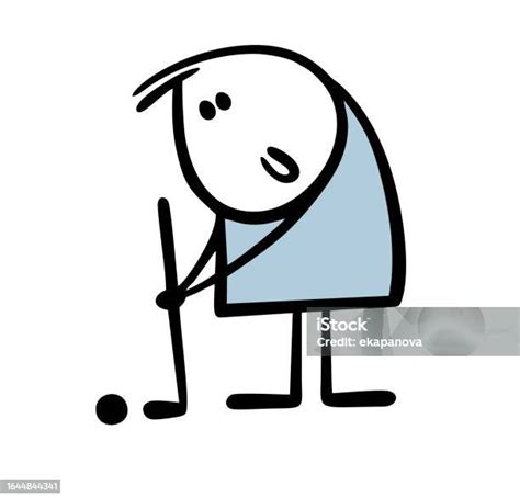 Stickman은 골프를 친다 열쇠를 들고 필드에서 공을 치기 위해 적용된 캐릭터의 벡터 그림입니다 Championship에 대한 스톡 벡터 아트 및 기타 이미지 Istock