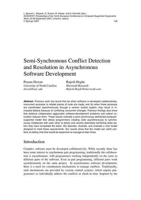Pdf Semi Synchronous Conflict Detection And Resolution In