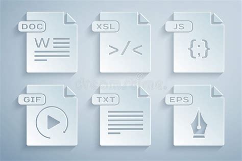 Set Txt File Document Js  Eps Xsl And Doc Icon Vector Stock