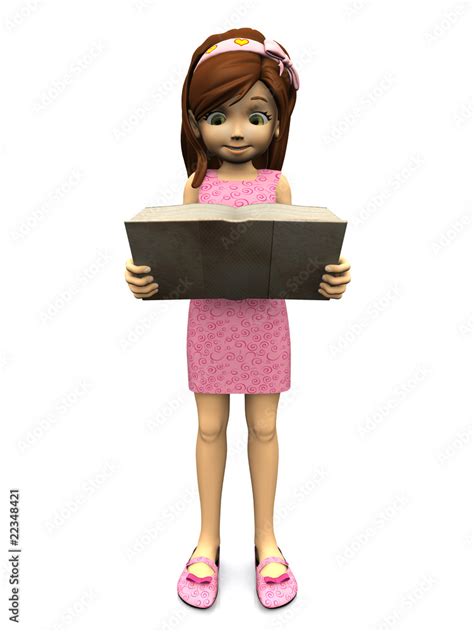 Cute Cartoon Girl Reading Book Stock Illustration Adobe Stock