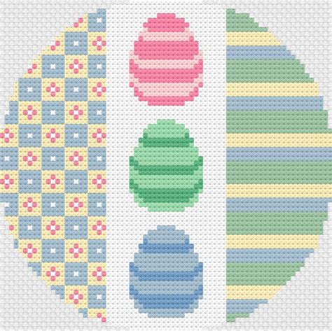 Cute Easter Egg Needlepoint Pattern Easter Ornament Round Fun Easter