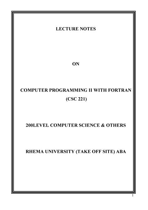 csc 221 lecture note 1 pdffgjvgbhtds lecture notes on computer