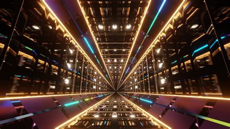 Abstract Illustration Colorful Neon Visual Dynamic Loop Background Of Endless Futuristic Tunnel