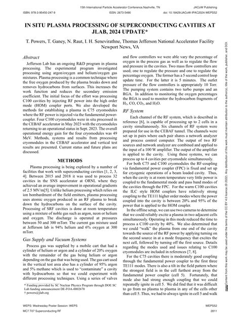 Pdf In Situ Plasma Processing Of Superconducting Cavities At Jlab 2024 Update