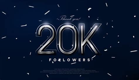 20k 추종자 축하 인사를 위한 파란색 은색 디자인 프리미엄 벡터
