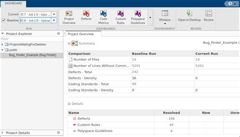 Compare Results In Polyspace Access Project To Previous Runs And View Trends Matlab And Simulink