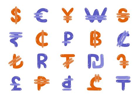 Premium Vector Set Of International Currency Symbols Cute Hand Drawn