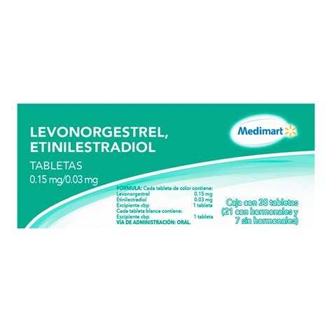 Levonorgestrel Etinilestradiol 015 Mg003 Mg Con 28 Tabletas A