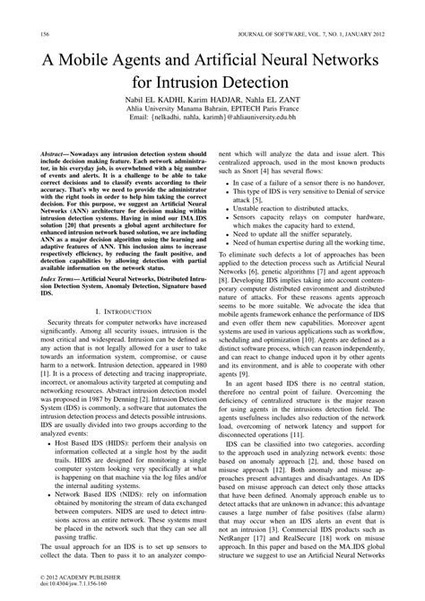 Pdf A Mobile Agents And Artificial Neural Networks For Intrusion