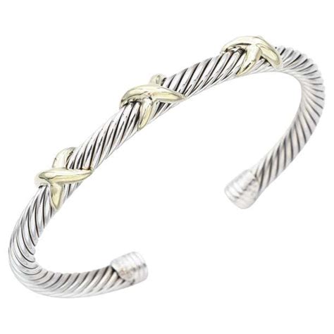 David Yurman Sterling Silver And Yellow Gold Triple X Cable Cuff