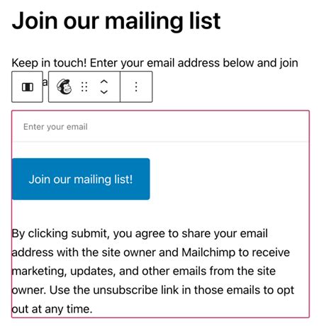 Mailchimp Block Support