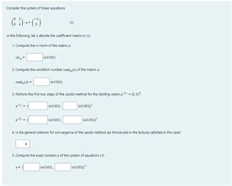Solved Consider The System Of Linear Equations Chegg Com