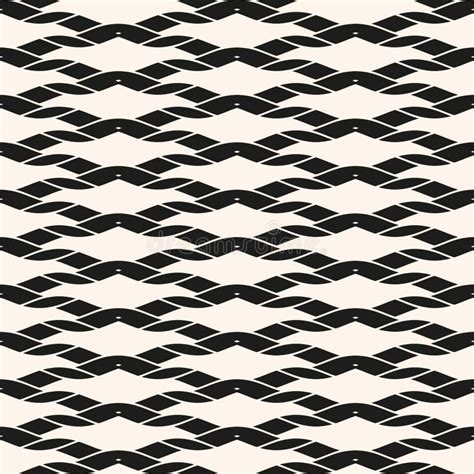 Vector Monochrome Seamless Pattern With Mesh Grid Diagonal Cross Lines Ropes Stock Vector
