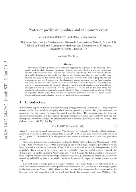 Pdf Posterior Predictive P Values And The Convex Order