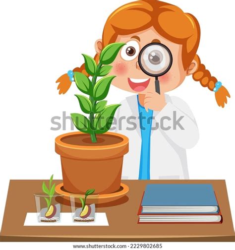Scientist Girl Doing Science Experiment Illustration Stock Vector Royalty Free
