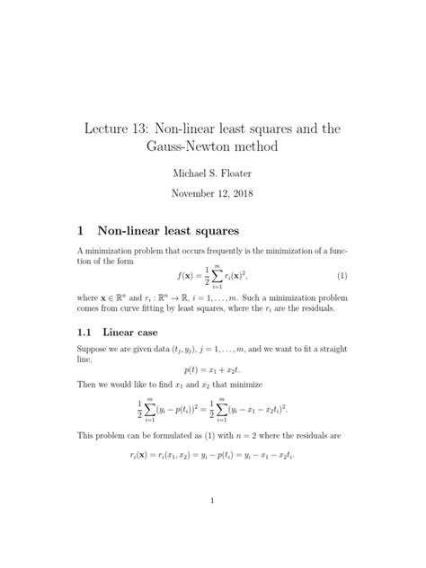 Lecture 13 Pdf Least Squares Theoretical Computer Science