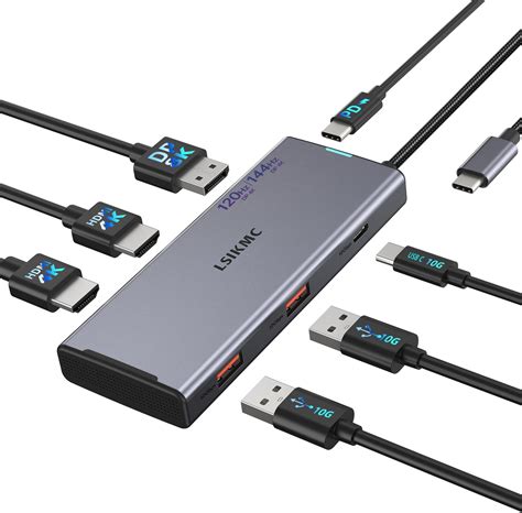 Triple Monitor Docking Station 14 In 1 Usb C Hub With Dp 8k 30hz 4k 144hz Dual