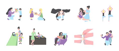 어머니와 Dauther 아들 고립 된 벡터 일러스트와 장면의 세트 부모와 자식 가족에 대한 스톡 벡터 아트 및 기타 이미지 가족 귀여운 꽃 식물 Istock