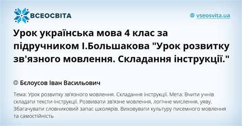 Урок українська мова 4 клас за підручником І Большакова Урок розвитку зв′язного мовлення