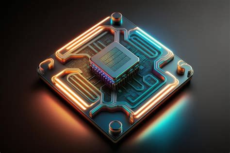 Premium Ai Image A Computer Chip With Neon Lights And A Circuit Board