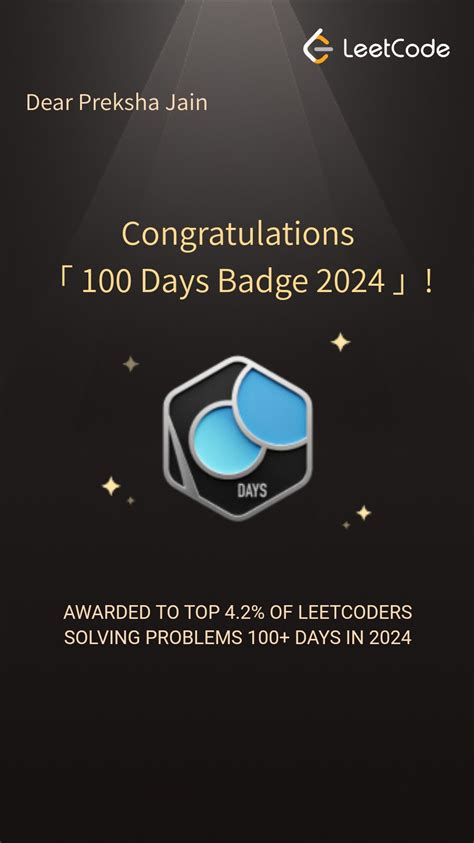 🌟 Milestone Unlocked 100 Days On Leetcode Preksha Jain