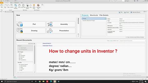 How To Change Units Of Drawing Modeling Assembly Of Inventor 2020 YouTube