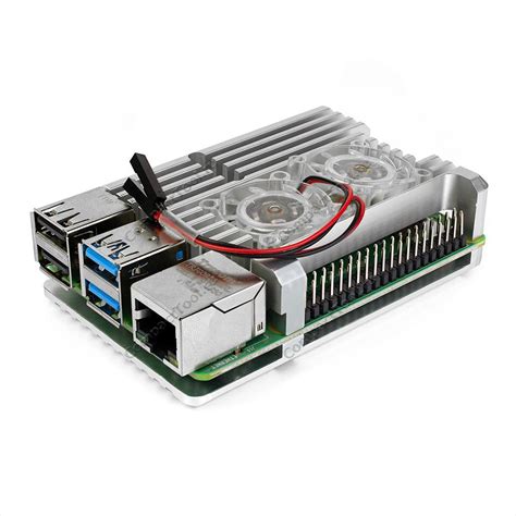 Радиатор для Raspberry Pi 4 алюминиевый с кулером Серебро