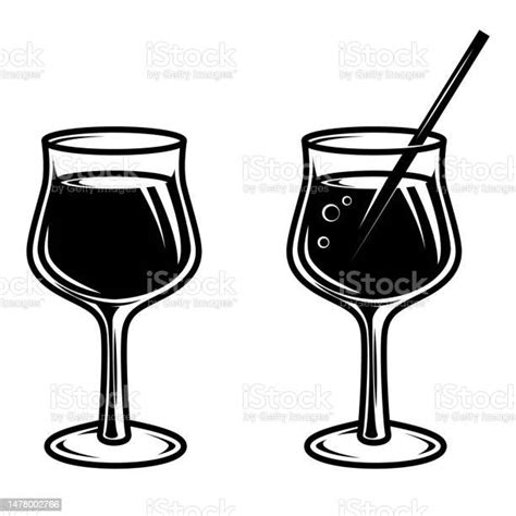 빈티지 흑백 스타일의 칵테일 그림 라벨 사인 포스터 카드 배지에 대한 디자인 요소 벡터 그림 검은색에 대한 스톡 벡터 아트 및