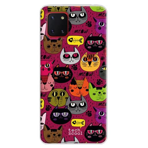 Techcool Capa Para Samsung Galaxy Note Lite L Capa Silicone Cats Meow Pink F Uv
