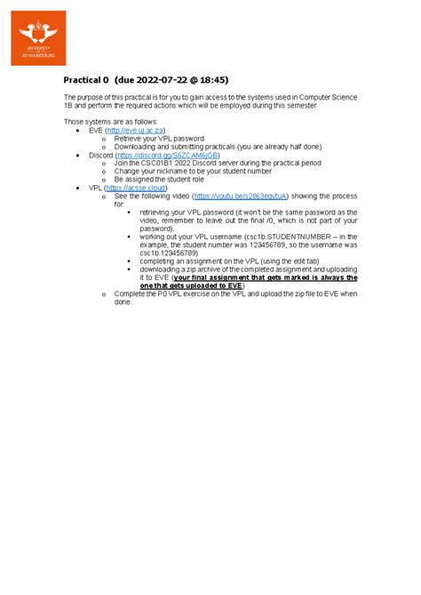 CSC01B1 2022 P0122222 Practical 0 Due 2022 07 22 18 45 The Purpose Of This Practical Is