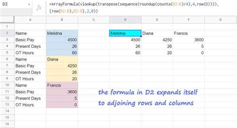 How To Move Each Set Of Rows To Columns In Google Sheets