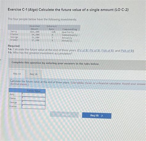 Solved Exercise C−1 Algo Calculate The Future Value Of A