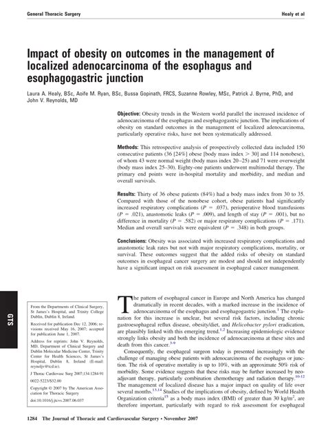 Pdf Impact Of Obesity On Surgical And Oncological Outcomes In The Management Of Colorectal Cancer