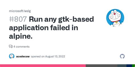 Run Any Gtk Based Application Failed In Alpine · Issue 807 · Microsoftwslg · Github