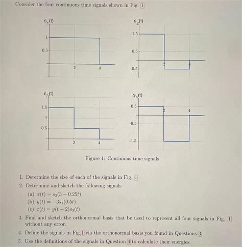 Solved Consider The Four Continuous Time Signals Shown In