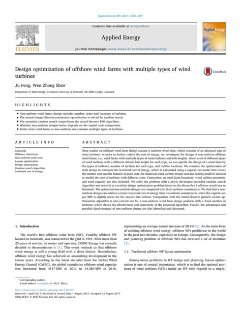 Design Optimization Of Offshore Wind Farms With Multiple Types Of Wind Pdf Mathematical