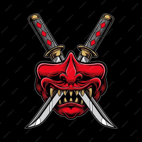 Premium Vector Samurai Devil Mask Japanese Illustration