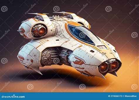 Wondrous Futuristic Small Sci Fi Space Racer With Engine For Space Racing Stock Illustration