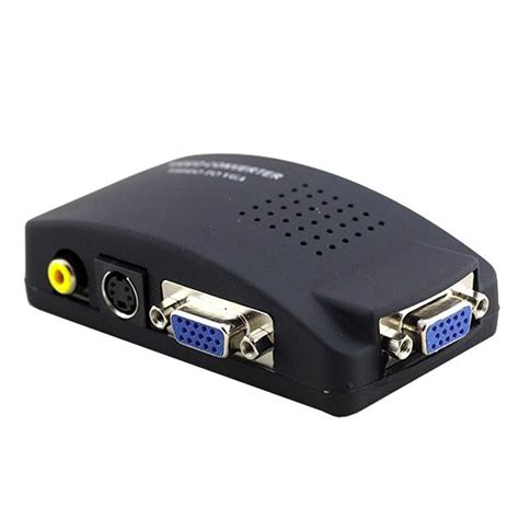 High Resolution Av Rca To Vga S Video Conversion Adapter Box Black