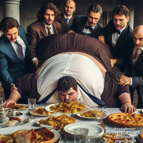 Ai Gainer Pig Eats While Men Help Him