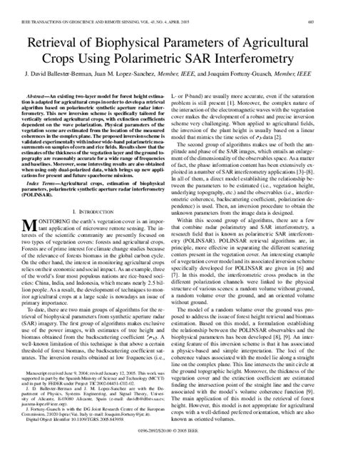 pdf retrieval of biophysical parameters of agricultural crops using
