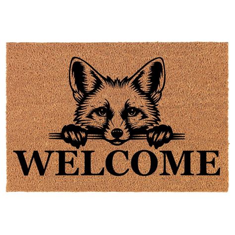 Welcome Peeking Fox Coir Doormat Door Mat Housewarming T Newlywed