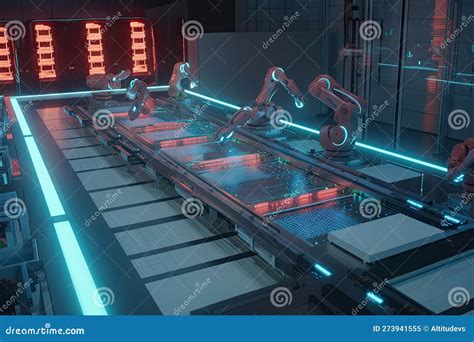 Holographic Guide Leading The Way Through Robotic Assembly Line Royalty