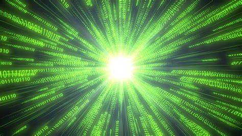 Computer Binary Code Chains Moving To Cpu Conceptual 3d Illustration