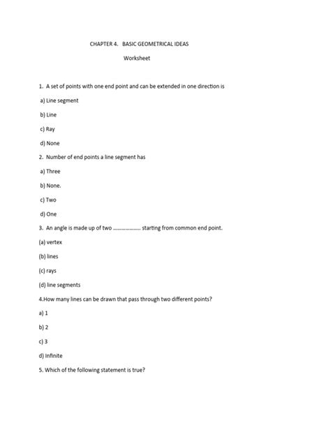Chapter 4 Basic Geometrical Ideas Pdf