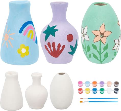 Amazon De Webeedy 3 Sets Mini Vasen Keramik Bemalen Set 8cm Hoch Kreatives Keramik Bastelset