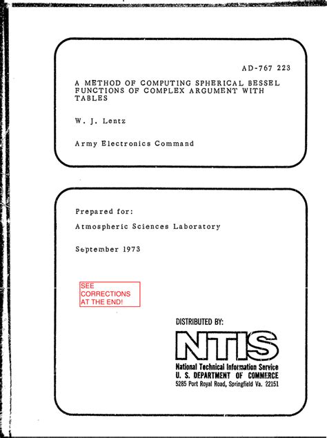 Pdf A Method Of Computing Spherical Bessel Functions Of Complex