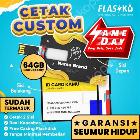Jual Flashdisk Kartu Custom 64gb Cetak Fd Kartu Custom Flashdisk Id Card Custom Usb Custom