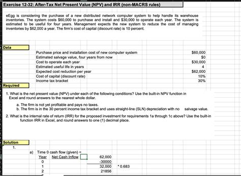 Solved Exercise 12 32 After Tax Net Present Value Npv